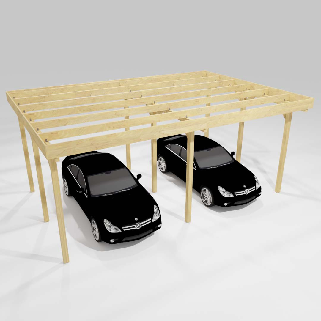 Wiata | Garażowa Drewniana Dakota II 720 x 500 cm - Słupek 12 x 12 x ...